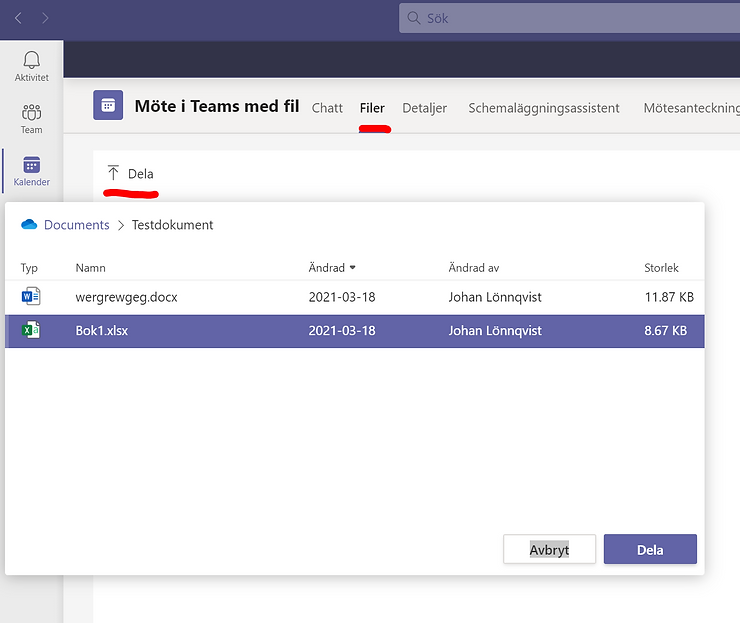 Bifoga fil i ett Teamsmöte. Inte helt lätt!