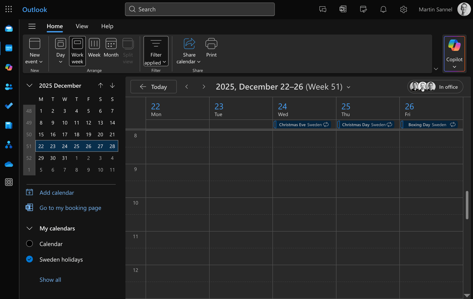 Lägg till helgdagar i Outlook-kalendern